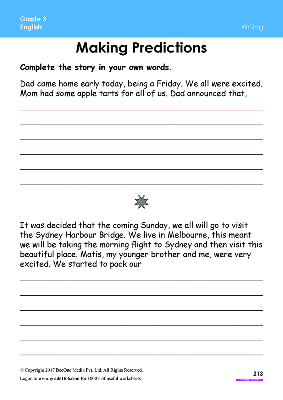 Free English Worksheets For Grade 3 class 3 IB CBSE ICSE K12 And All 