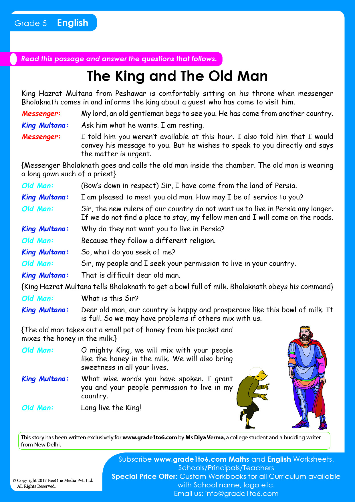 Unseen Passage for Class 5 | Grade1to6.com