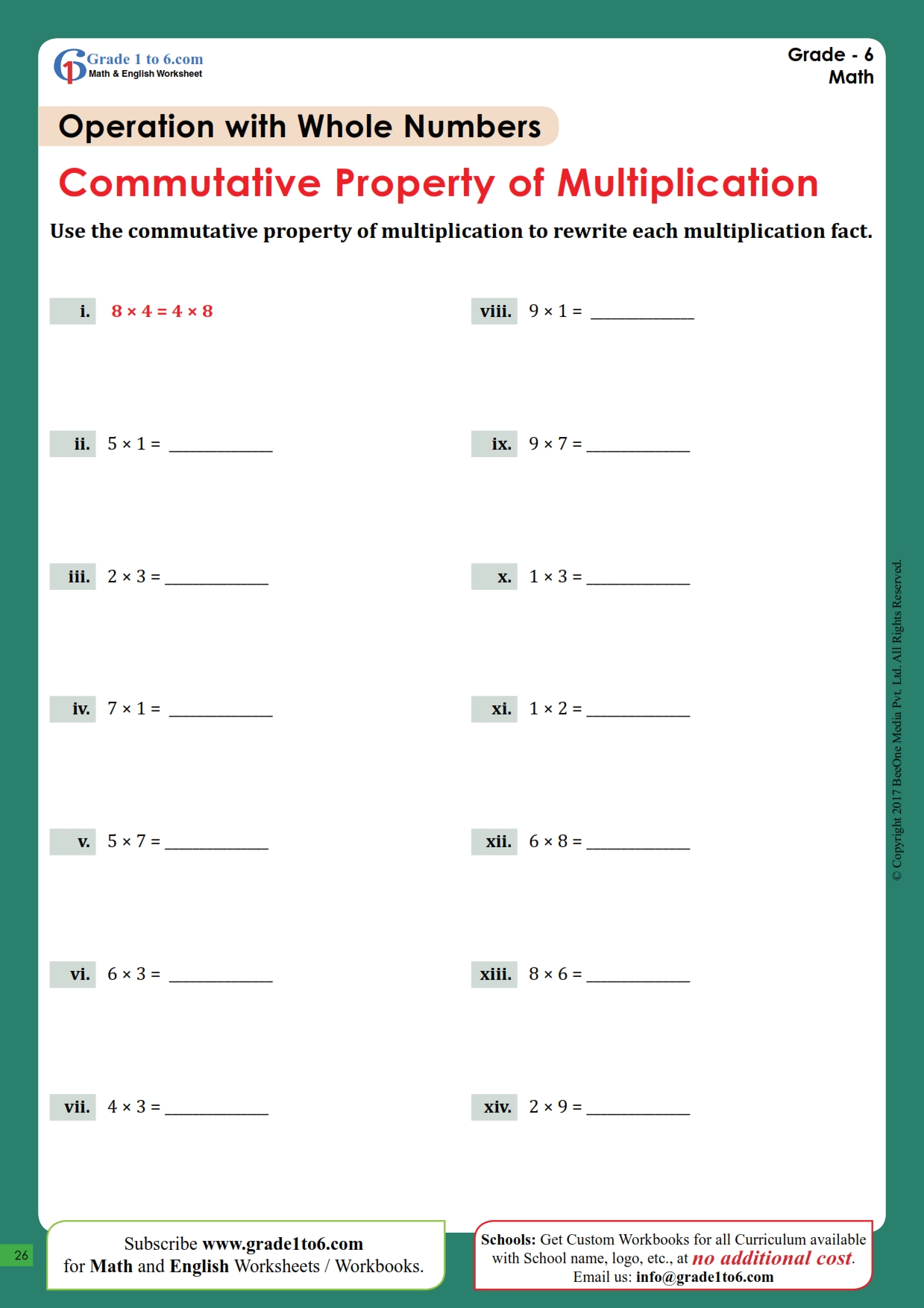 Commutative Property Of Multiplication Worksheets Commutative Property Of Multiplication Worksheets
