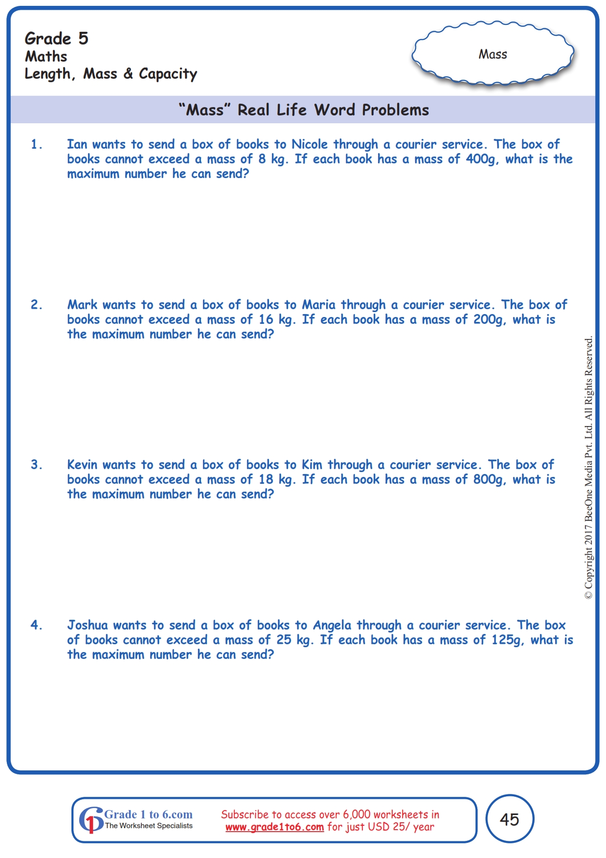 Mass And Weight Word Problems Grade1to6 Mass And Weight Word Problems Grade1to6