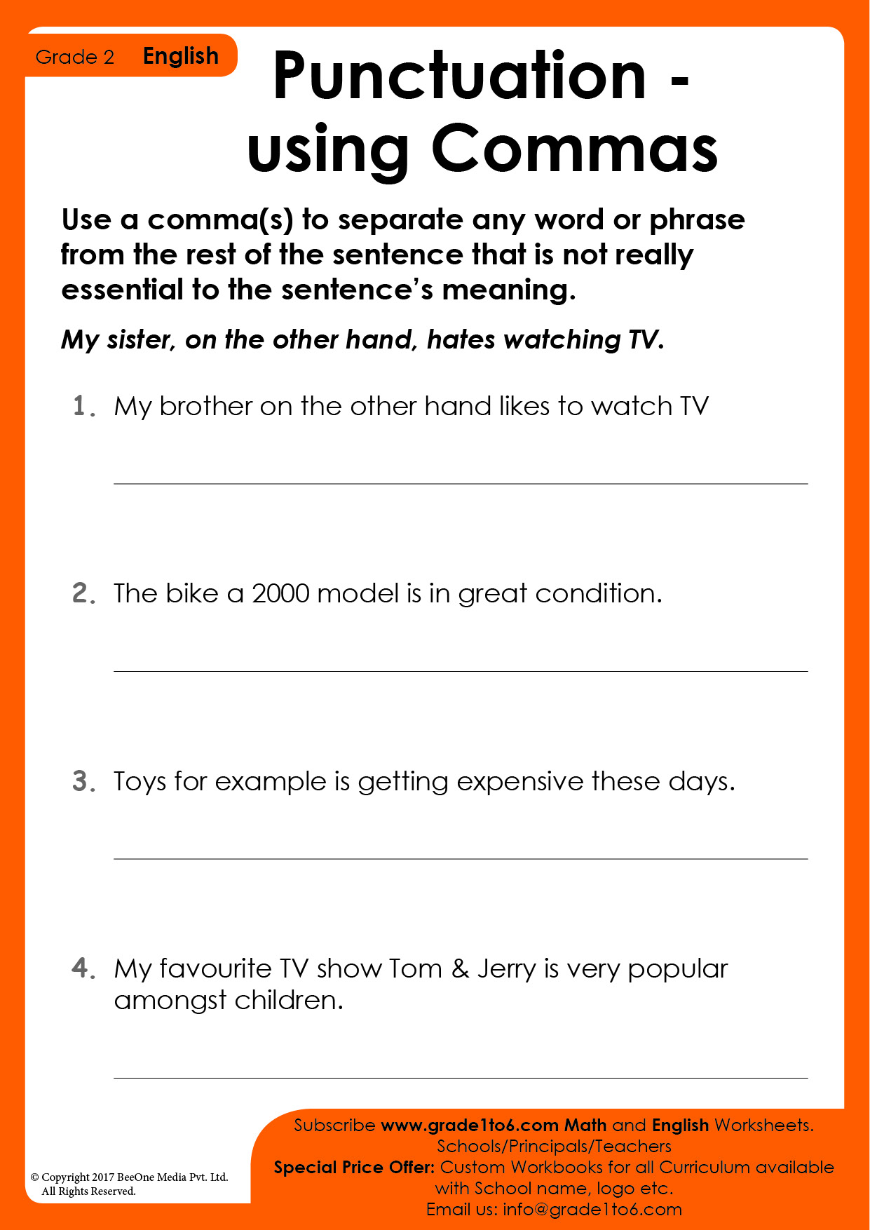 Comma Practice Worksheets Comma Worksheet For Class 4 And 5