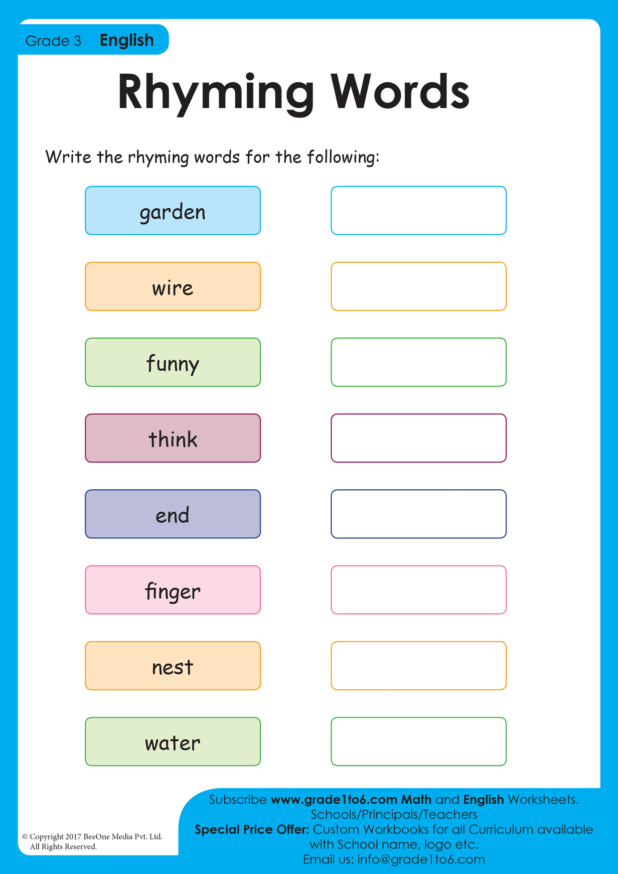 Rhyming Words For Grade 2 Worksheet Infoupdate Rhyming Words For Grade 2 Worksheet Infoupdate