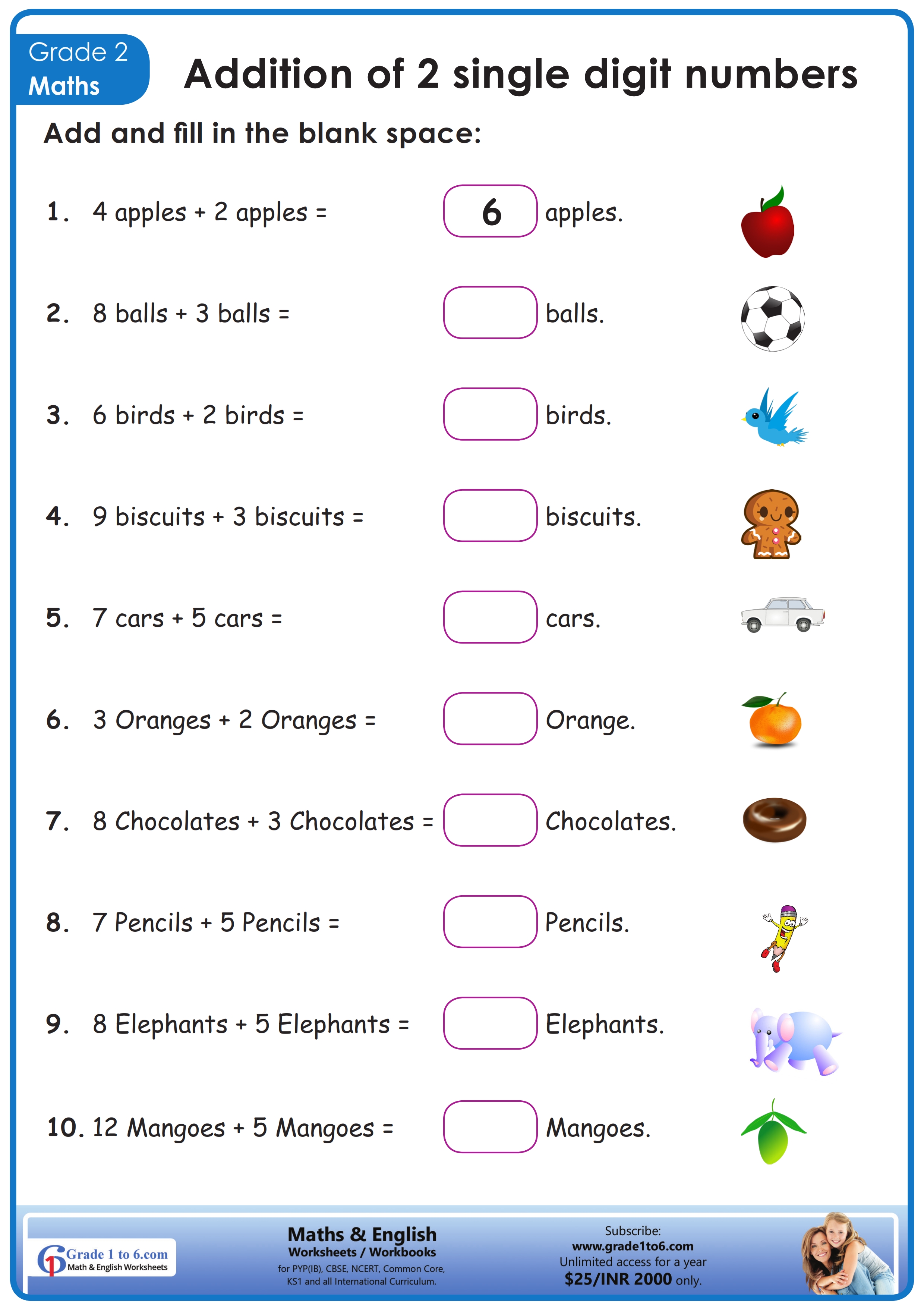 Maths Grade 2 Worksheets