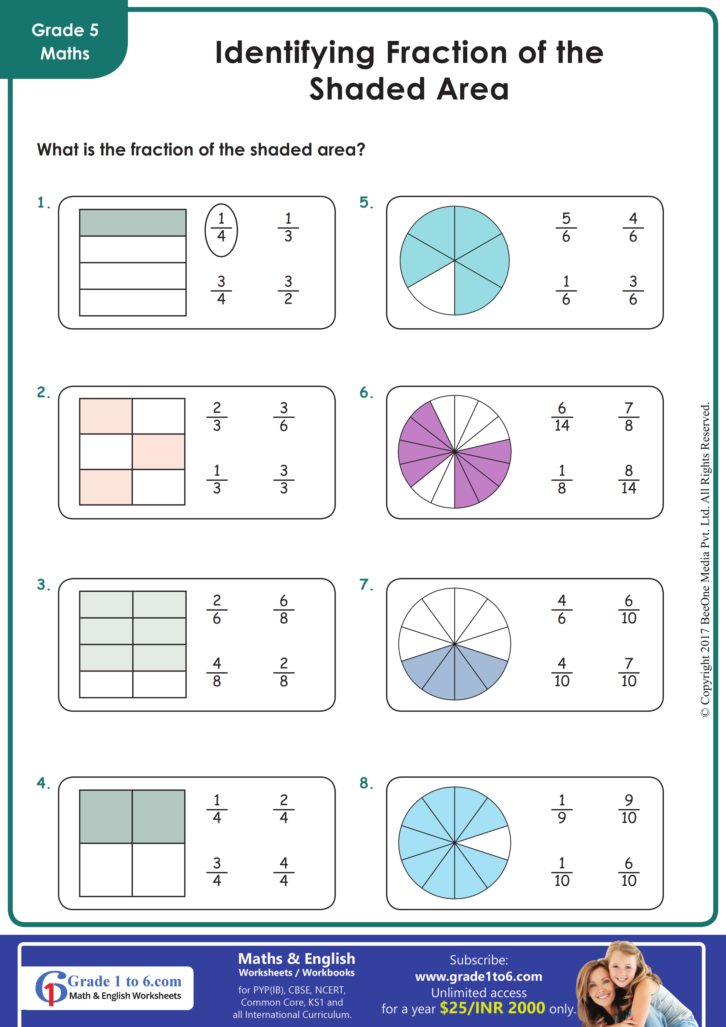 What Fraction Is Shaded Worksheet