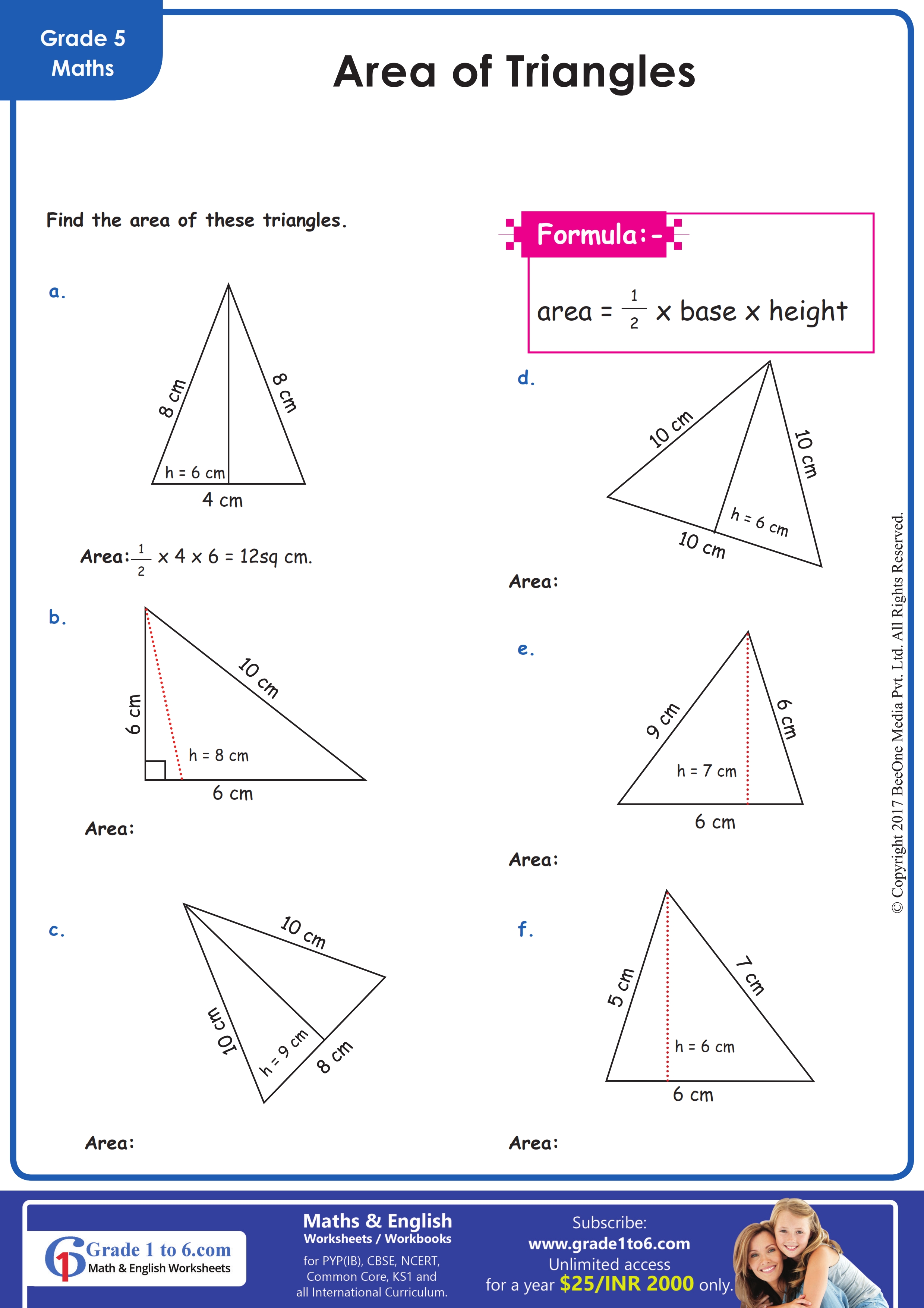 Triangles Area Worksheet Area Of A Triangle Worksheet GCSE Maths Triangles Area Worksheet Area Of A Triangle Worksheet GCSE Maths