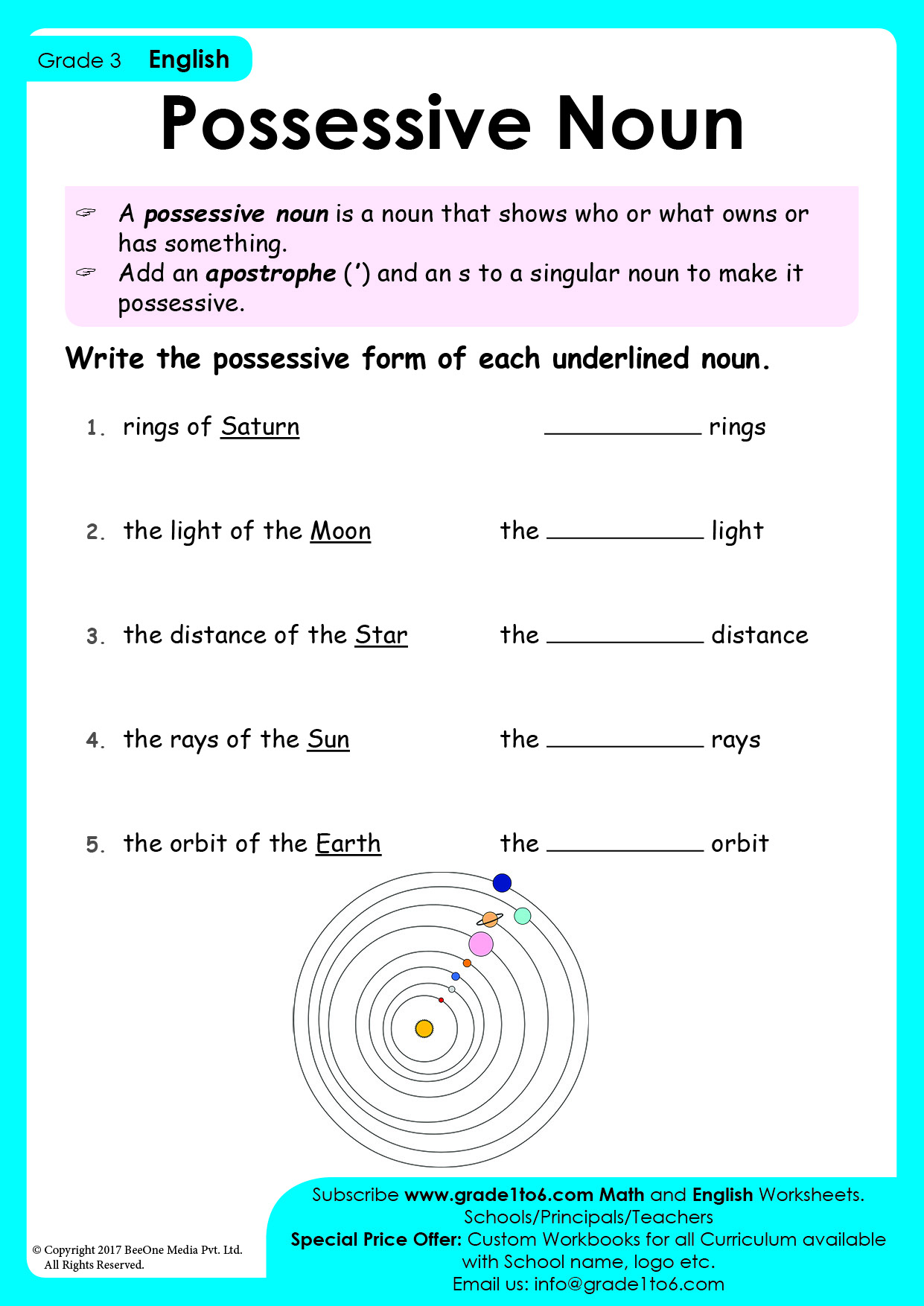 Third Grade Possessive Noun Worksheets Possessive Noun Worksheets