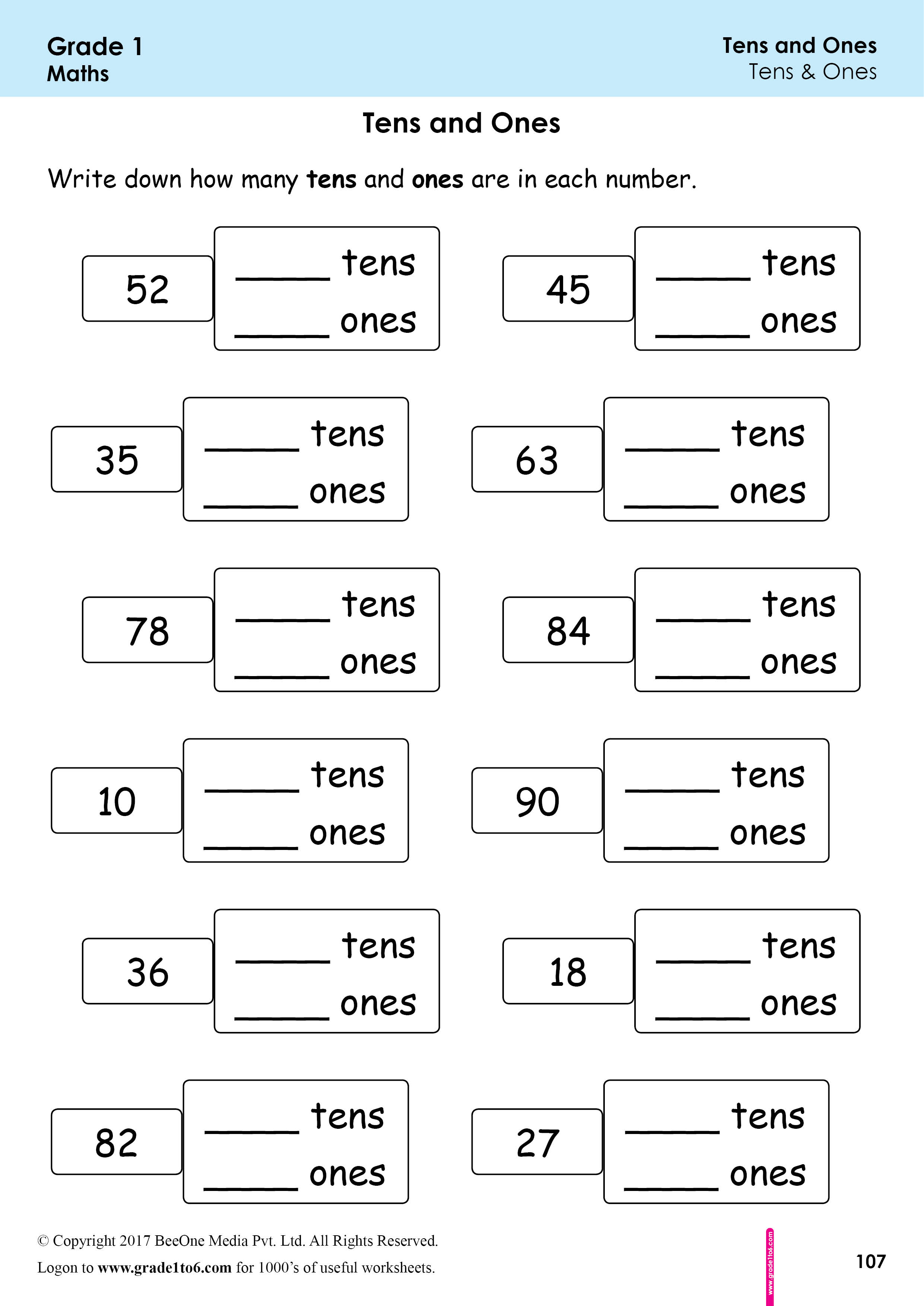 Tens And Ones First Grade Worksheets Tens And Ones First Grade Worksheets