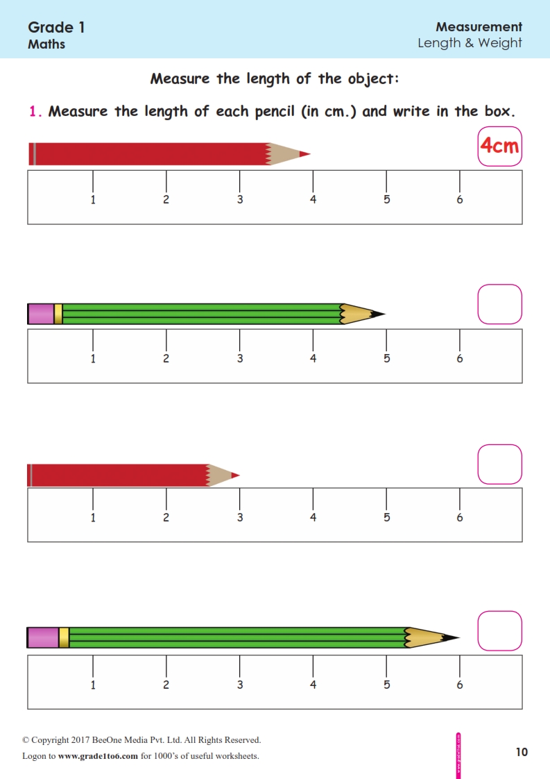 Measuring Worksheet Grade 3