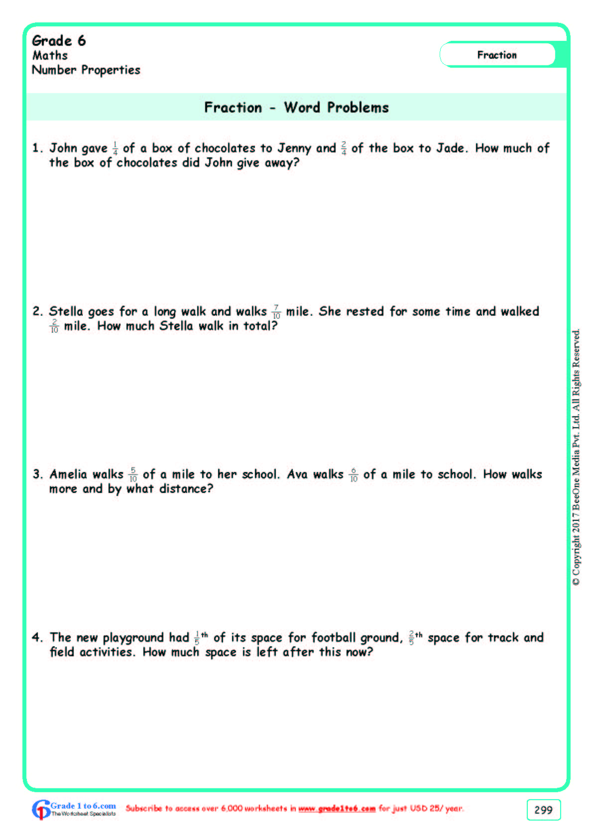 Multiplication Fraction Word Problems Worksheet